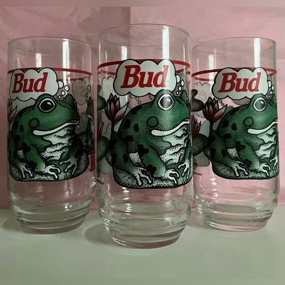 Budweiser | Dining | Vintage Budweiser Frogs 995 Glasses Set Of 3 ...